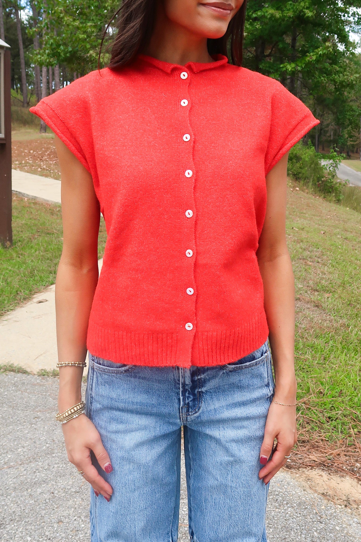 Tomato Red Sweater Vest – T. Collier Collection